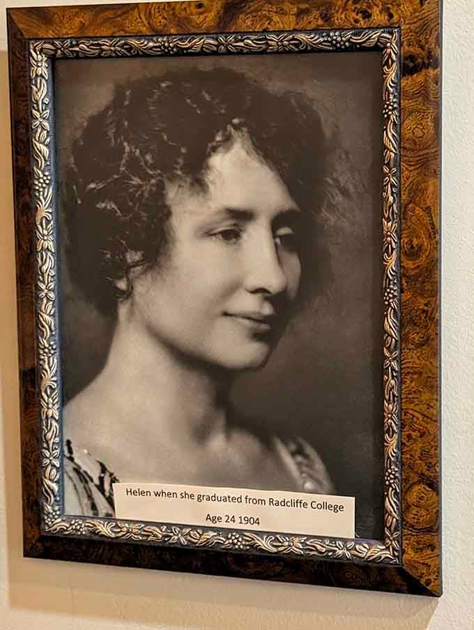 Helen Keller at age 24, fresh from Radcliffe College, looking like someone who absolutely earned that diploma.