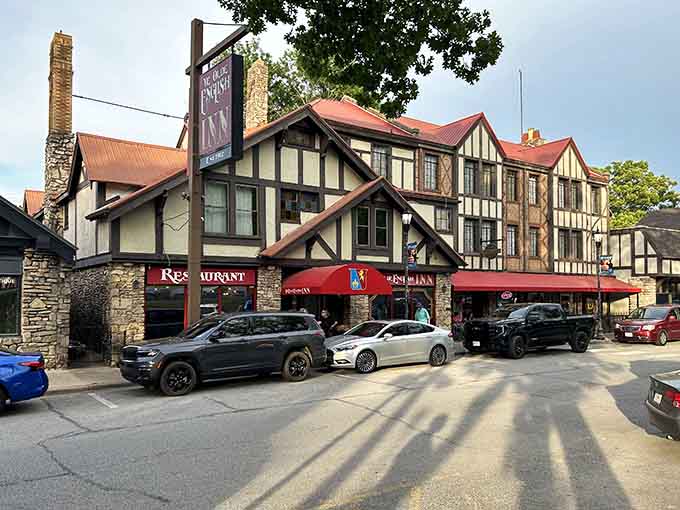 Ye Olde English Inn stands as Hollister's crown jewel, a Tudor masterpiece hiding in plain sight in the Ozarks.