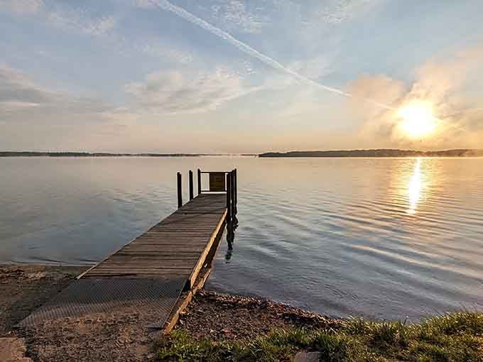 That sunset over the dock isn't showing off. It just can't help itself.