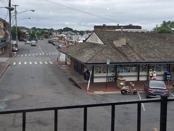 The quiet street view suggests a neighborhood gem where locals know to arrive early on weekends.