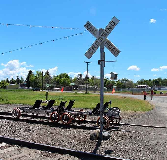 That classic railroad crossing sign now marks your passage instead of warning you away from the tracks.