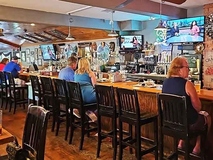 A well-stocked bar with televisions and good company. The perfect spot before the real feast begins.