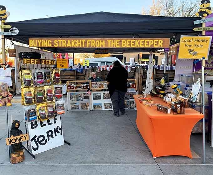 Buying honey straight from the beekeeper at the local farmers market. Fresh, local, and genuinely delicious. That's the good stuff.