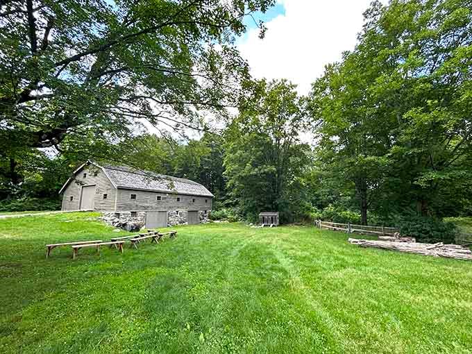 Historic barns and outbuildings dot the landscape, standing as silent witnesses to America's most consequential morning.