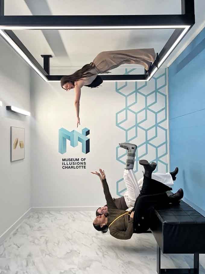 Gravity called, and these two are not picking up. The reversed room photo is the one your friends won't believe.