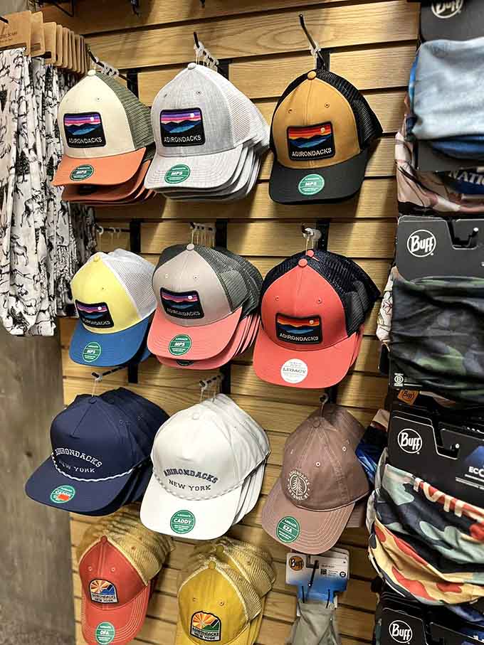 Adirondacks trucker hats that say "I was here and I loved every minute of it" without saying a single word.