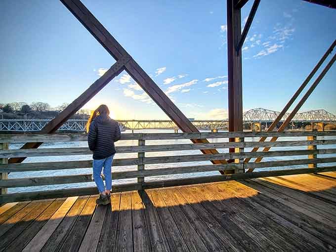 Standing quietly on the wooden deck, watching the river move below, is a masterclass in doing absolutely nothing wrong.