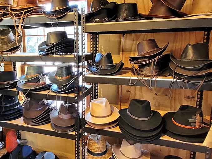 Shelves full of cowboy hats that make you feel like the hero of your own Western without even trying.