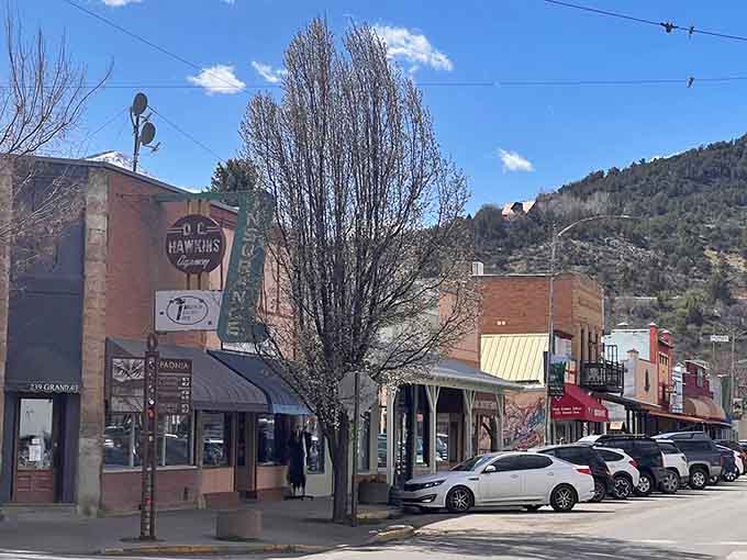 A street where every building has a story, and the mountains in the back are just showing off.