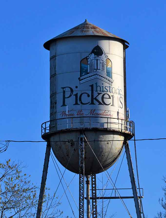 Historic Pickens, where the mountains begin, and apparently where the best water tower in South Carolina lives too.