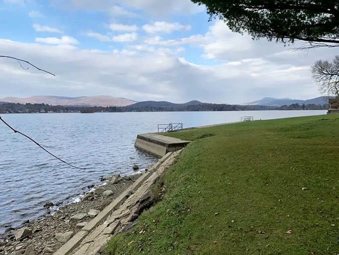 Green grass, calm water, and the Berkshire hills stretching out beyond. This is what a perfect spring afternoon looks like in Massachusetts.