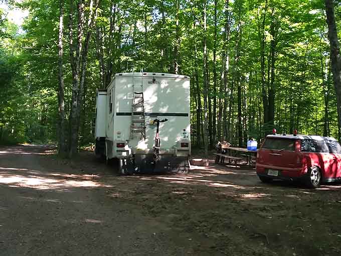 A shady campsite this close to the falls means you fall asleep to the sound of rushing water.