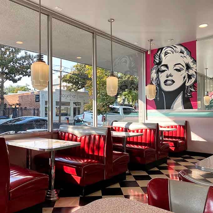 Red booths, a Marilyn Monroe mural, and big windows, this corner of Sacramento has serious old-Hollywood charm.