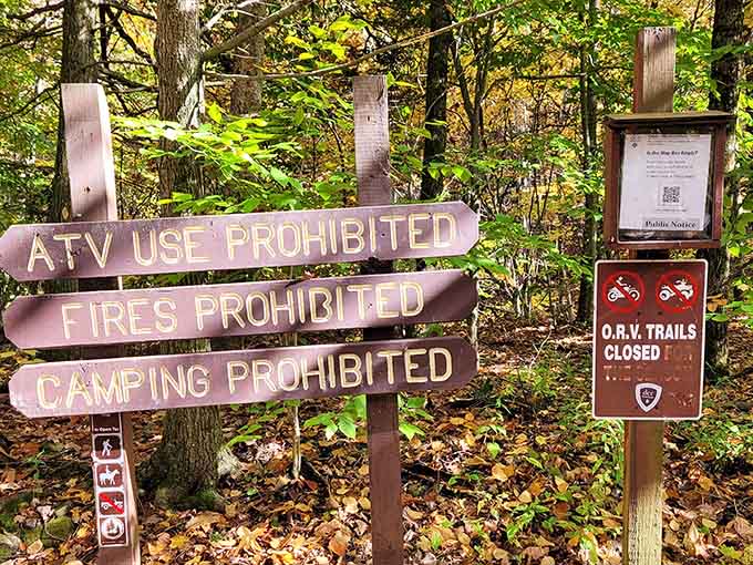 The rules are clear and reasonable. Leave the ATVs at home and just enjoy the peaceful walk.