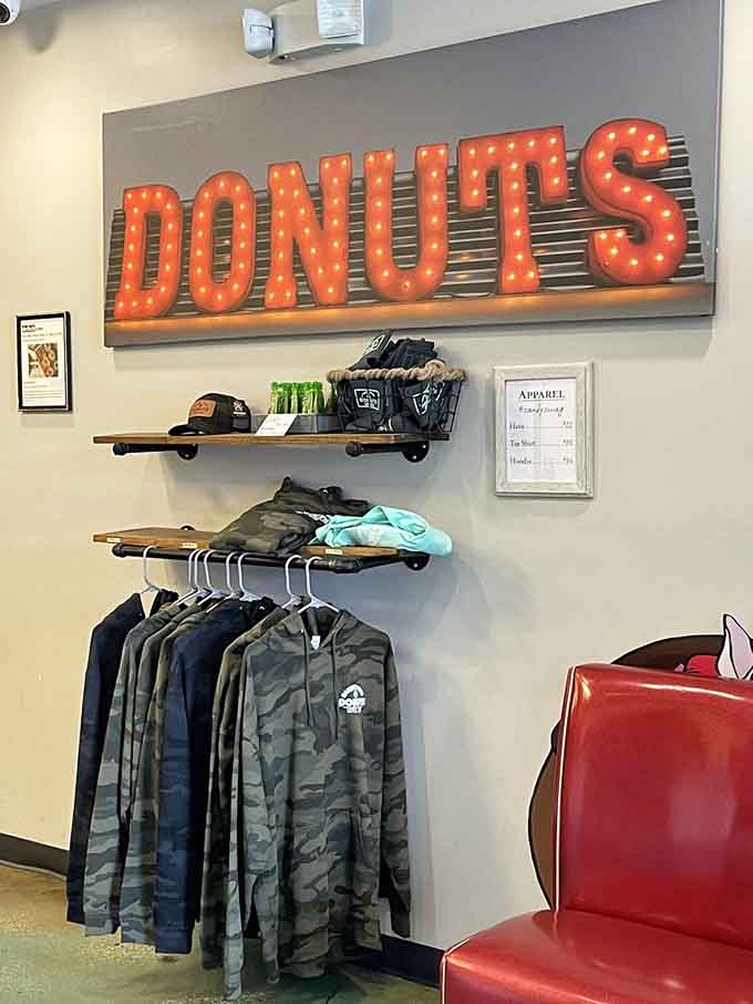 Hoodies, hats, and tees, because apparently loving Sandy Pony Donuts is a lifestyle worth wearing on your sleeve.