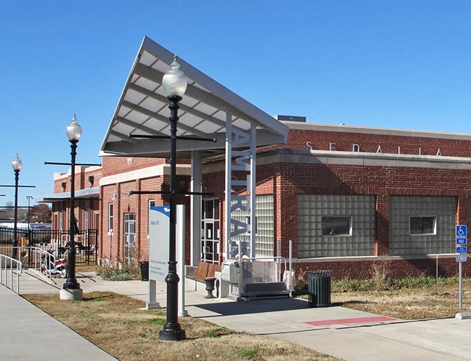 Sedalia's Amtrak station keeps the railroad tradition alive with modern amenities and that classic small-town station charm intact.