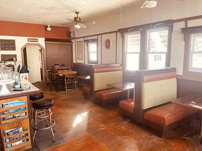 Sunlight pouring over leather booths and hardwood floors. You'll want to cancel your afternoon plans the moment you sit down.