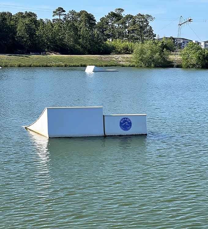 Simple floating boxes become surprisingly challenging obstacles when you're trying to maintain balance on moving water.
