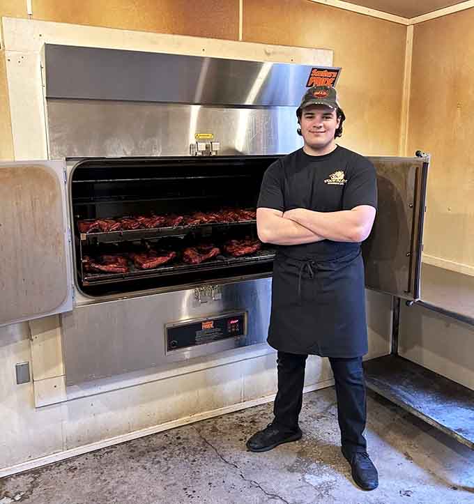 Behind every great rack of ribs is someone standing proudly next to a smoker this magnificent.