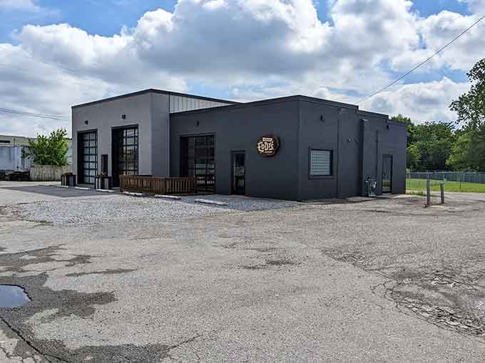 Gravel parking and modern architecture create an unexpectedly perfect setting for your next great Indiana day.