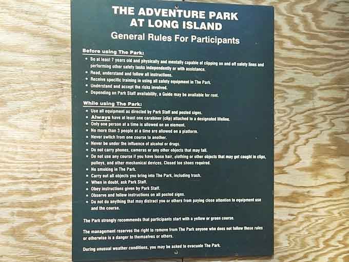 The park's general rules board. Read every word. Your future self will thank you sincerely.