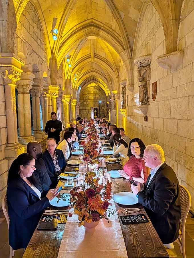 Dining inside an 800-year-old cloister under golden light is the kind of evening nobody forgets anytime soon.