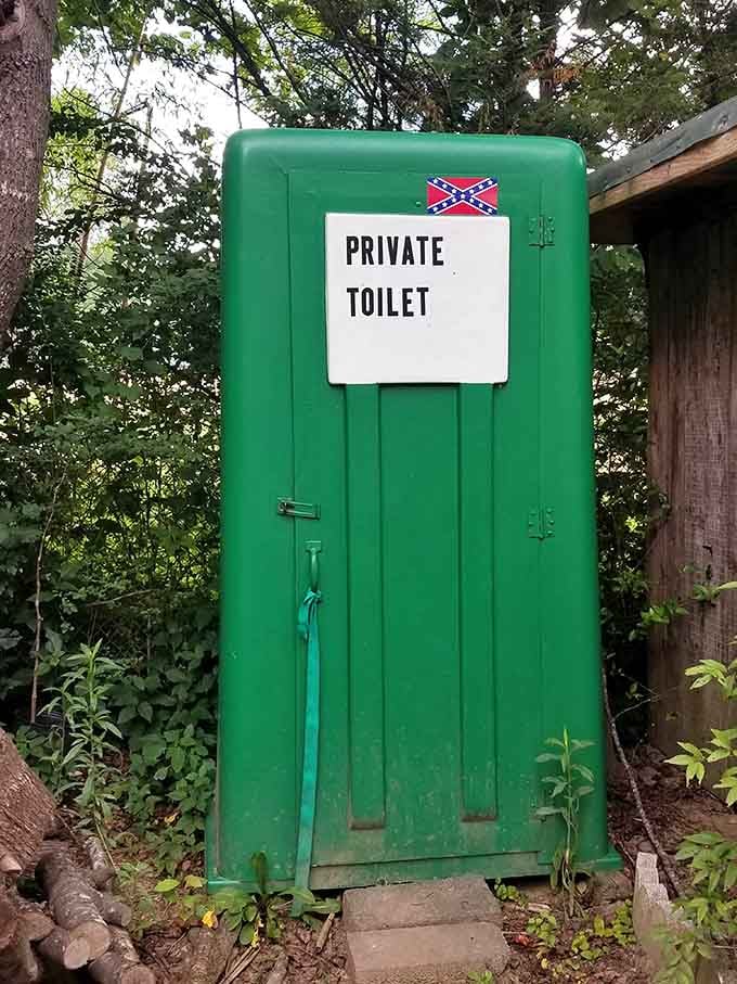 Every great roadside attraction needs facilities. This one keeps it honest, green, and refreshingly straightforward.