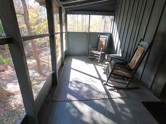 A screened porch, two rocking chairs, and the woods just outside. Honestly, what else do you need?