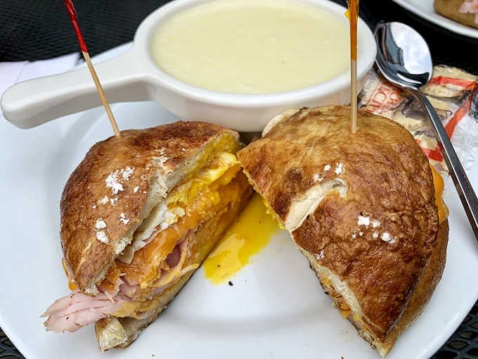 A sandwich and soup combo that quietly reminds you this place has more tricks up its sleeve than just ice cream.