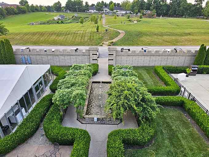 The Kentucky Castle's manicured gardens look like Versailles, France sent a postcard and Kentucky decided to build it instead.