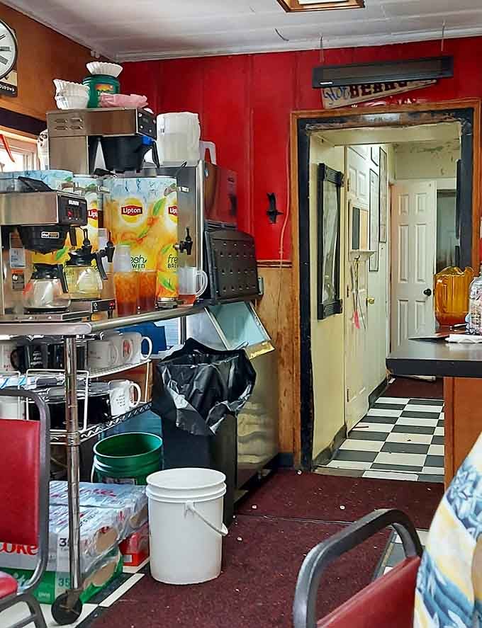 Sweet tea dispensers and coffee stations ready to fuel conversations that last longer than the actual meal does, naturally.