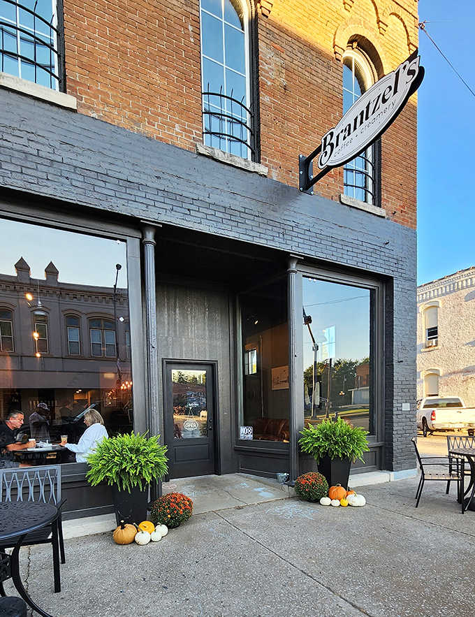 Brantzel's Coffee and Creamery tucked into a gorgeous old brick building, because great coffee deserves a great address.