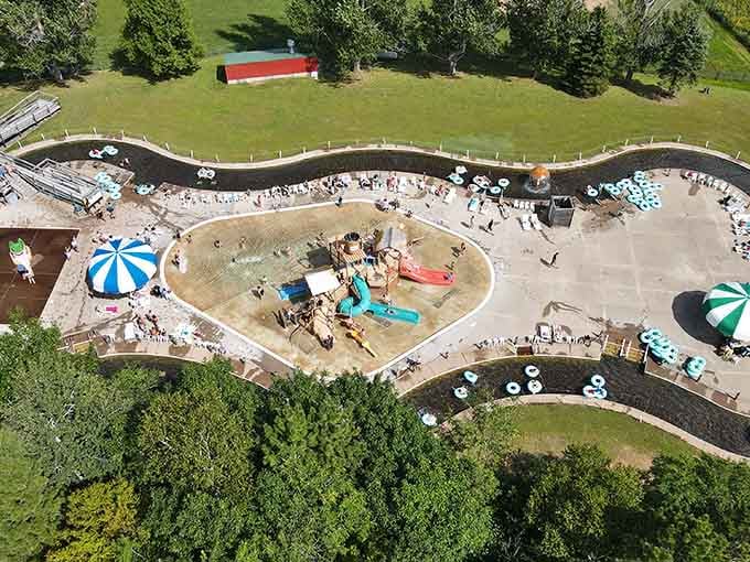 From above, the whole park looks deceptively calm, like it's not plotting to mess up your hair.