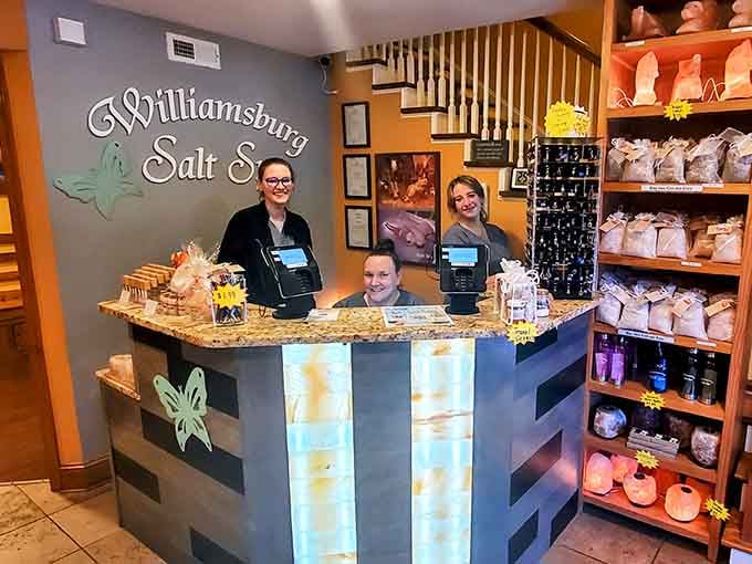 The welcoming front desk team at Williamsburg Salt Spa makes you feel like a regular from the very first visit.
