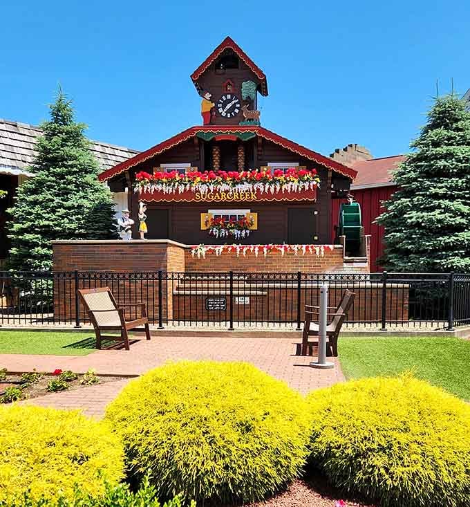 Blue sky, bold colors, and a clock face that's been turning heads since before you were born.