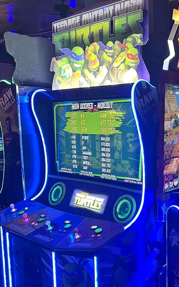 That Teenage Mutant Ninja Turtles high score board is basically a public challenge to every visitor.