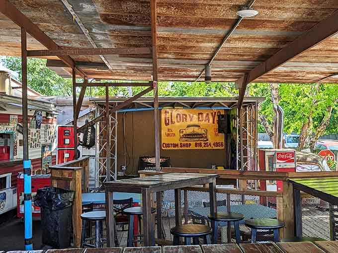 Outdoor patio seating for those perfect Missouri days when barbecue tastes even better under open skies.