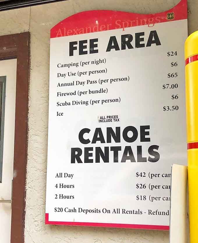 The fee board tells you everything you need. Spoiler: it's a very reasonable price for something this spectacular.
