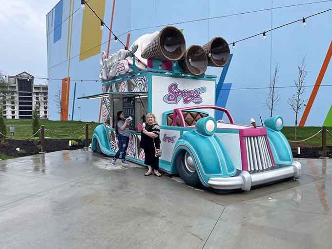Even the ice cream truck here looks like it drove straight out of a dream, because of course it does.