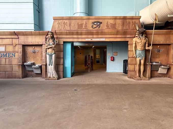 Even the changing rooms get the full ancient Egypt treatment. Cleopatra would have approved, probably.