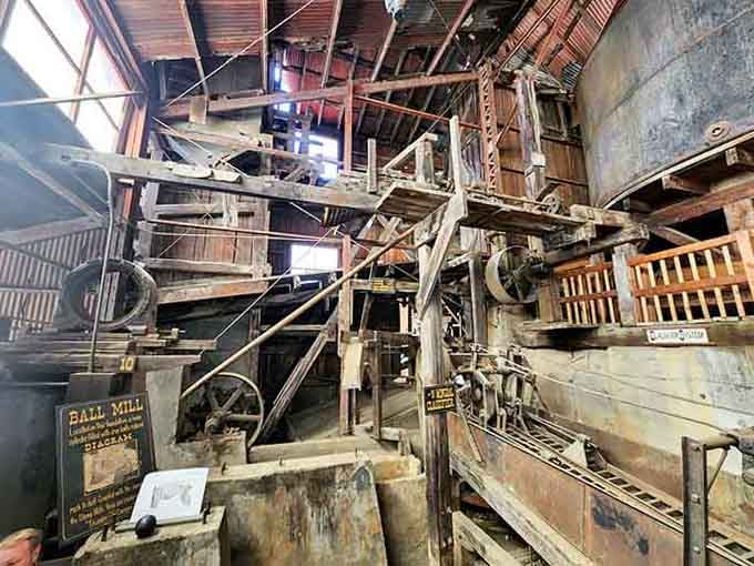 The ball mill equipment still stands exactly where workers left it. History frozen mid-sentence, waiting for you to listen.