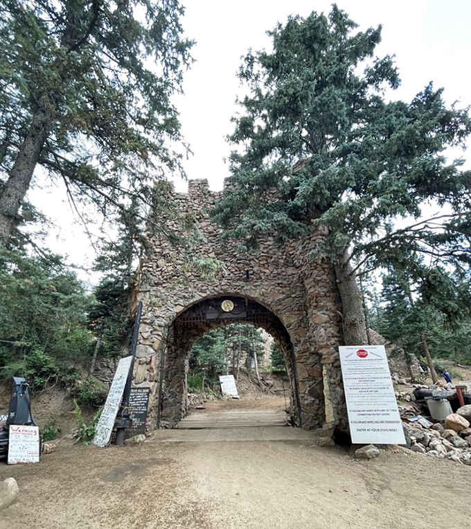The entrance gate welcomes visitors to explore freely, no admission required, just bring your sense of wonder and sturdy shoes.