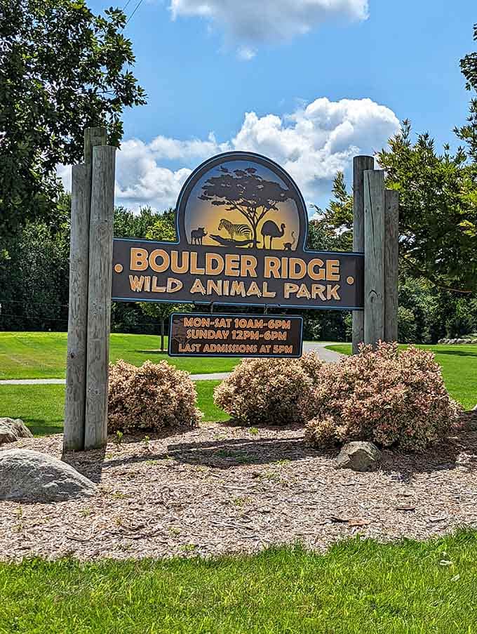 The sign says it all. Boulder Ridge Wild Animal Park is open and ready, and so should you be.