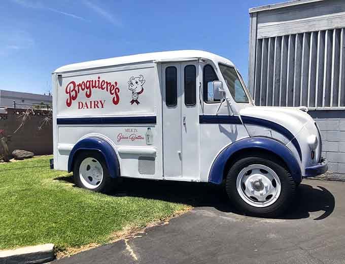 That vintage Broguiere's delivery truck is so perfectly preserved it looks ready to roll down your street and make your whole neighborhood jealous.