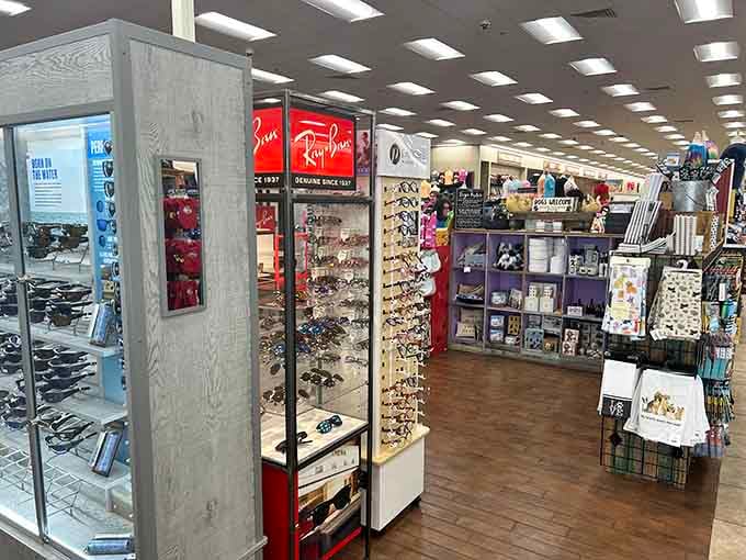 Ray-Bans at a gas station? Buc-ee's carries name-brand eyewear alongside pet gifts, because why not dream big.