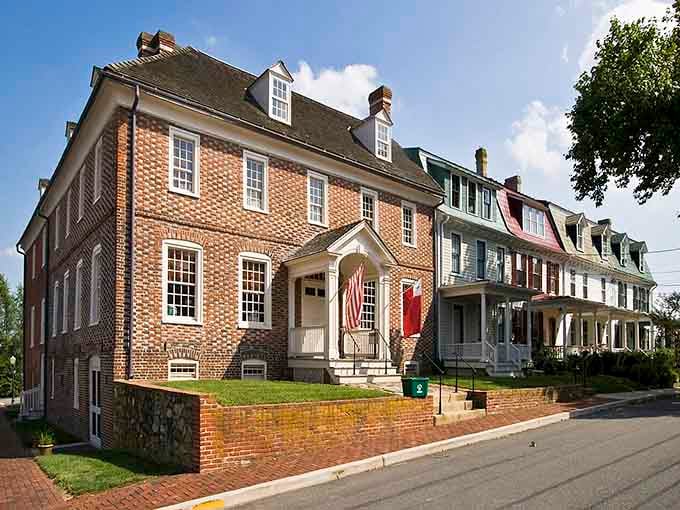 Georgian brick homes stand shoulder to shoulder, each one more Instagram-worthy than the last.
