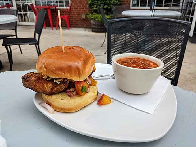 That mahi sandwich with soup proves lunch here rivals dinner for pure deliciousness and satisfaction guaranteed.