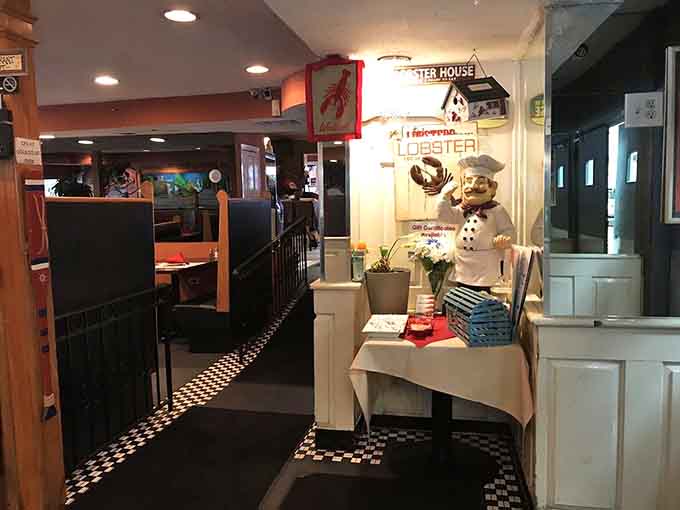 That cheerful chef statue at the entrance sets the tone. Fun, welcoming, and completely unapologetic about it.