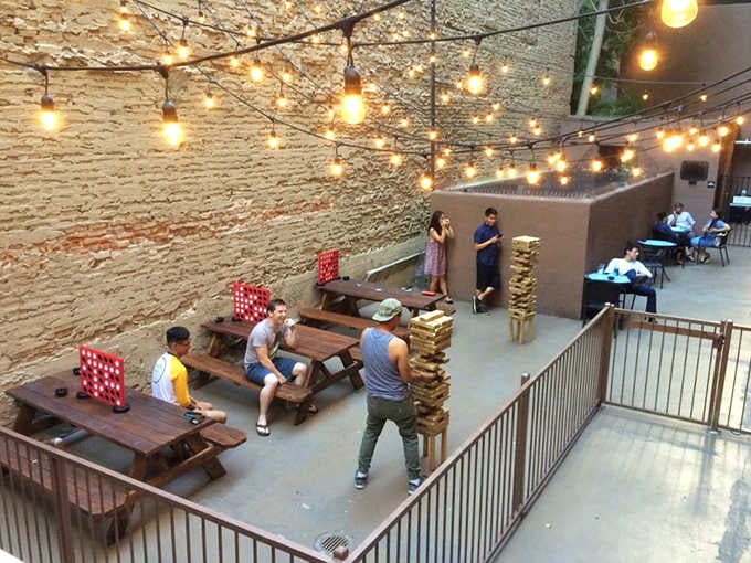 String lights, giant Jenga, and Connect Four outside, Coin-Op's patio is where the fun spills into the open air.
