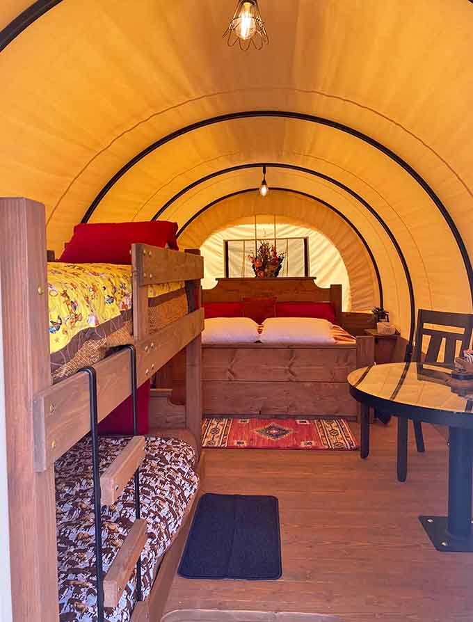 Looking down the length of the wagon, you realize this little space has everything you actually need.